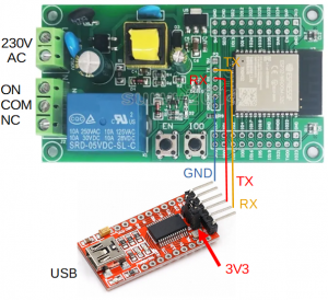 ESP32 + relay + integrated 230V AC power supply + sensors – F1ATB